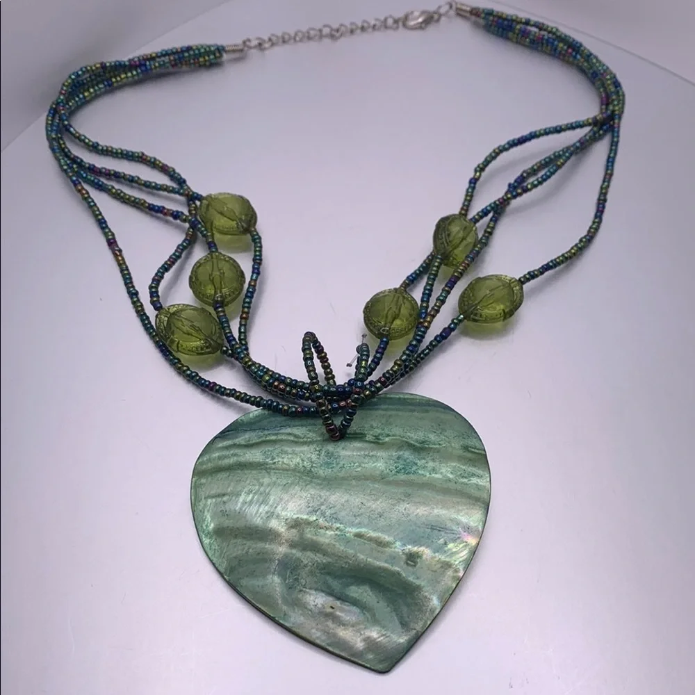 Jewelry | Green Abalone Shell Heart Pendant Necklace 1618 Lobster Clasp ...